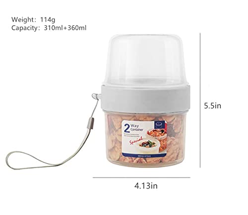 HeNai PETWEKAN Breakfast On The Go Cups,Yogurt Portable Cups Large Capacity Sealed Double Layer Food Container With Cereal Oatmeal or Fruit Container (310ml+360ml)