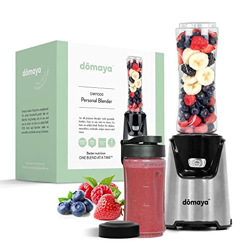 Personal Compact Bullet Blender with BPA-Free 400mL Short Blender Cup and 600mL Tall Cup, Portable Blender for Shakes and Smoothies, Mini Blender for kitchen with Extractor Blade - Domaya