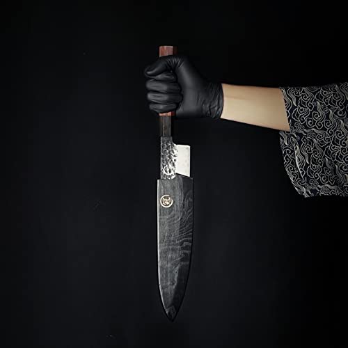 Chef Knife 8-Inch Handmade Forged Pro Japanese Sharp AUS10 High Carbon 3-layer Steel Kitchen Meat Vegetable Sushi Gyuto Cutting Cleaver Kitchen Chef Knife[Gift Box &Wooden Sheath]–Wooden Handle