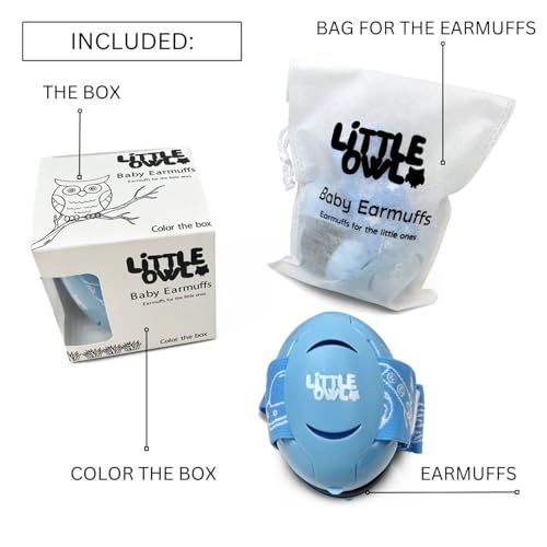 Little Owl Noise Cancelling Headphones for Kids - Baby & Toddler Ear Protection Earmuffs with Elastic Headband