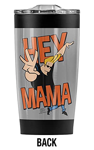 Logovision Johnny Bravo Hey Mama Stainless Steel Tumbler 20 oz Coffee Travel Mug/Cup, Vacuum Insulated & Double Wall with Leakproof Sliding Lid | Great for Hot Drinks and Cold Beverages