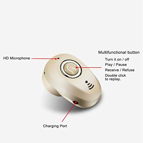 Heave Mini Invisible Wireless Earbud,Portable Earpiece Sweatproof Stereo Bluetooth Earphone with Microphone Headphone, Single Sports in Ear Headset for Cell Phone Skin Color