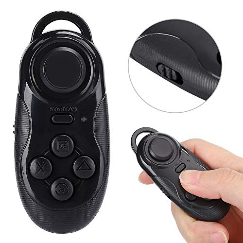 Mini VR Remote Controller, Wireless Bluetooth Gamepad, Mobile Phone Selfie Camera Shutter, Flip E Book/PPT/Nook Page, for VR Headset, Phone, TV Box, etc (Black)