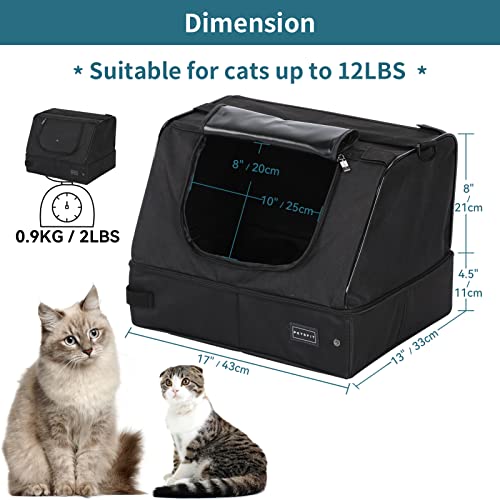 Petsfit Upgrade Travel Portable Cat Litter Box for Medium Cats & Kitties,Leak-Proof, Lightweight, Foldable (Black(with lid), 17" Lx13 Wx12.5 H)