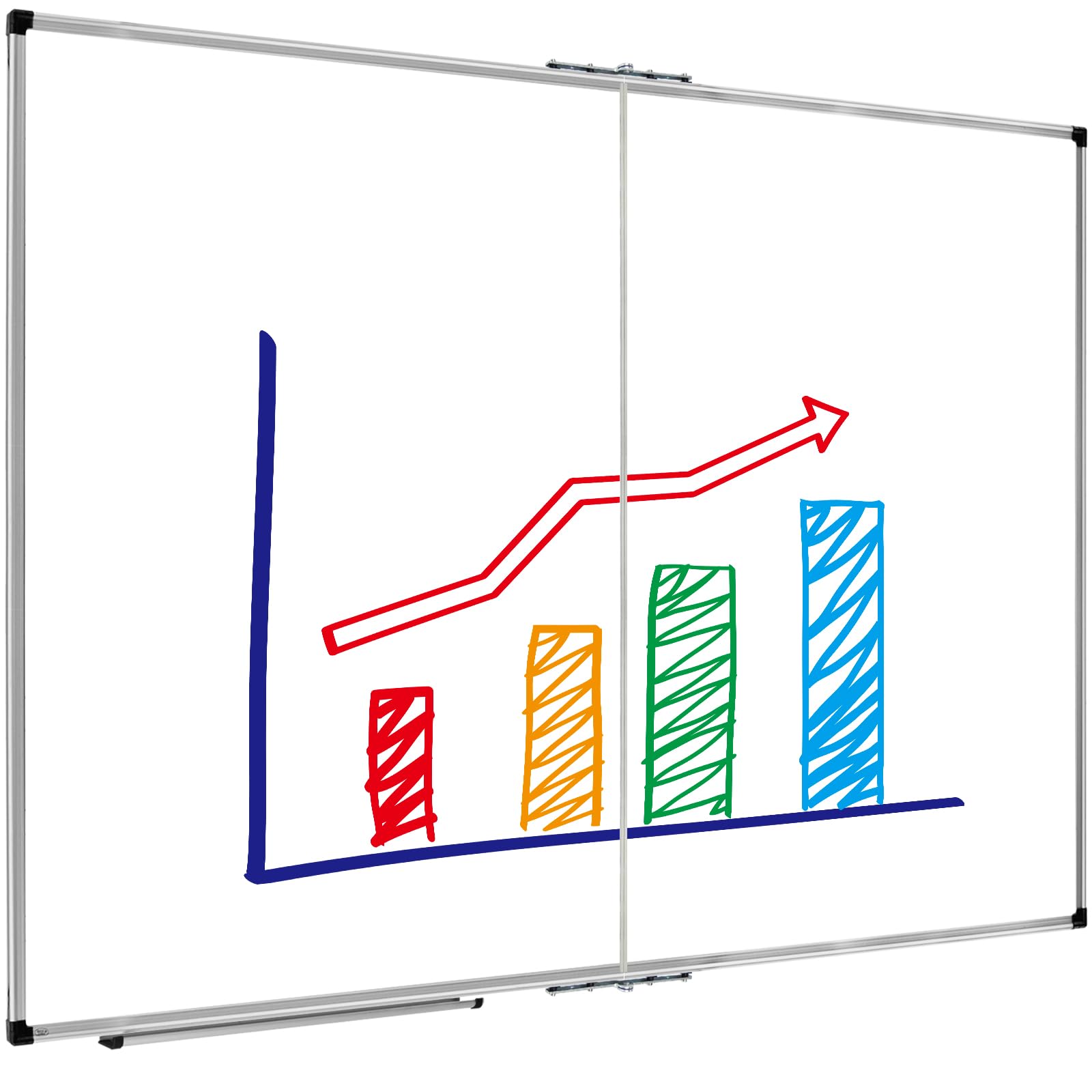 XBoard Dry Erase Board 60 x 48 Inch | Foldable Magnetic White Board for Wall with Marker Tray 5' x 4' | Aluminum Frame Folding Message Presentation Board