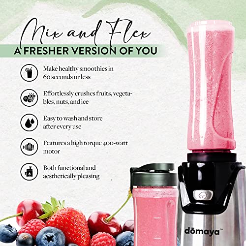 Personal Compact Bullet Blender with BPA-Free 400mL Short Blender Cup and 600mL Tall Cup, Portable Blender for Shakes and Smoothies, Mini Blender for kitchen with Extractor Blade - Domaya