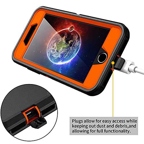 RegSun for iPhone SE 2020 Case,Built-in Screen Protector,Shockproof 3-Layer Full Body Protection Rugged Heavy Duty High Impact Hard Cover Case for iPhone SE 2nd Gen 4.7-inch,Black/Orange