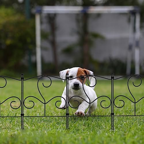 Decorative Garden Fence 10 Panels, Rustproof Outdoor Landscape Metal Border Edging Fencing Flower Animal Dogs Barrier Section Panel Decor