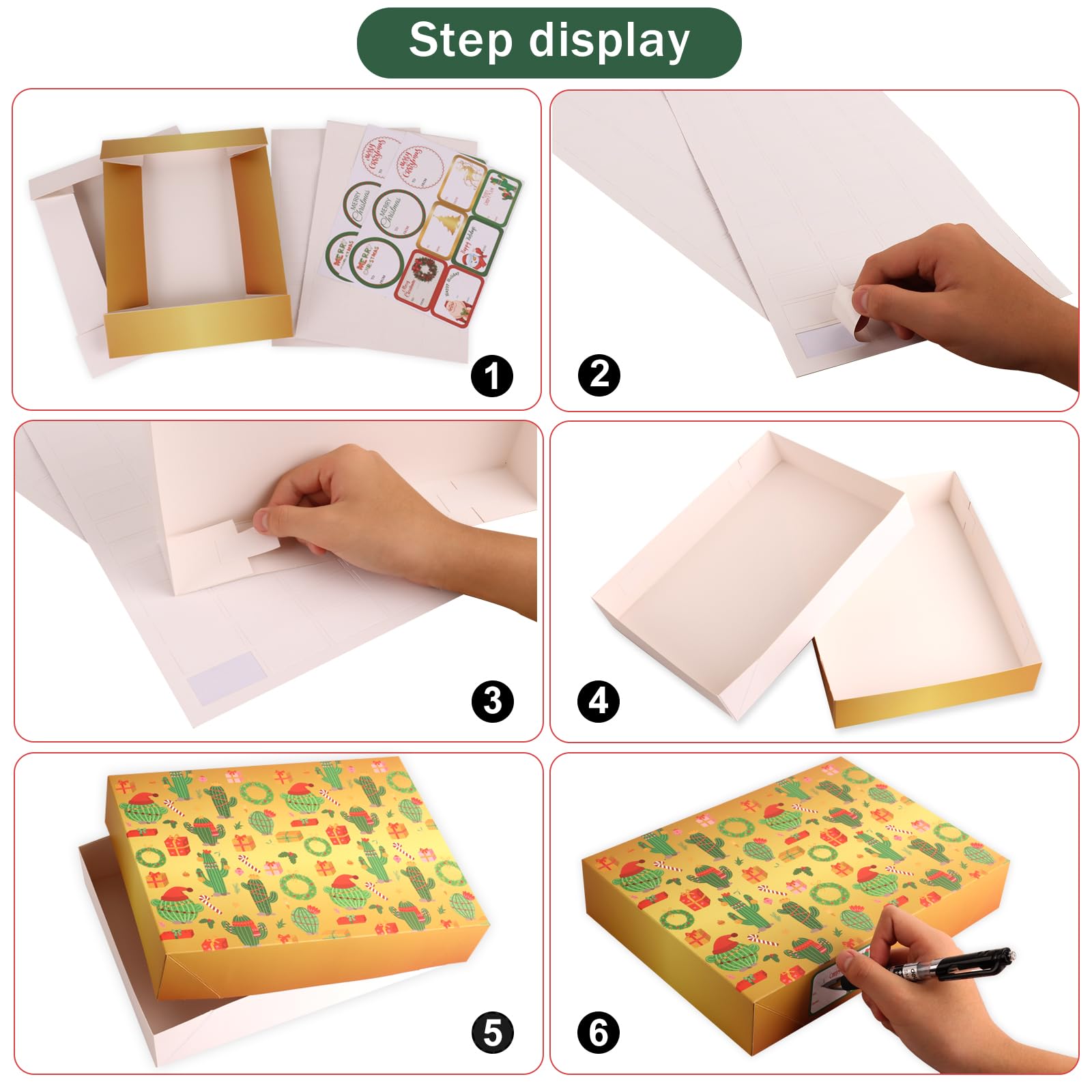 18 Gift Boxes with Lids for Presents, Assorted Christmas Wrapping Boxes for Extra Large Clothes, 12 Designs 4 Size Christmas Robes Shirt Box for Sweater, Xmas Holiday Present Box with 18 Gift Stickers