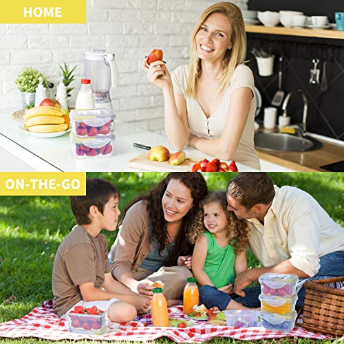 [4 PACK]6.1OZ Small Plastic Food Storage Container Set Portion Control Mini Bento Box Leaf-proof To-go Container with Lids