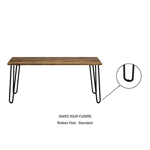 Lavish Home Coffee Table with Hairpin Legs, (L) 41.25β x (W) 19.5β x (H) 17.75β, Brown