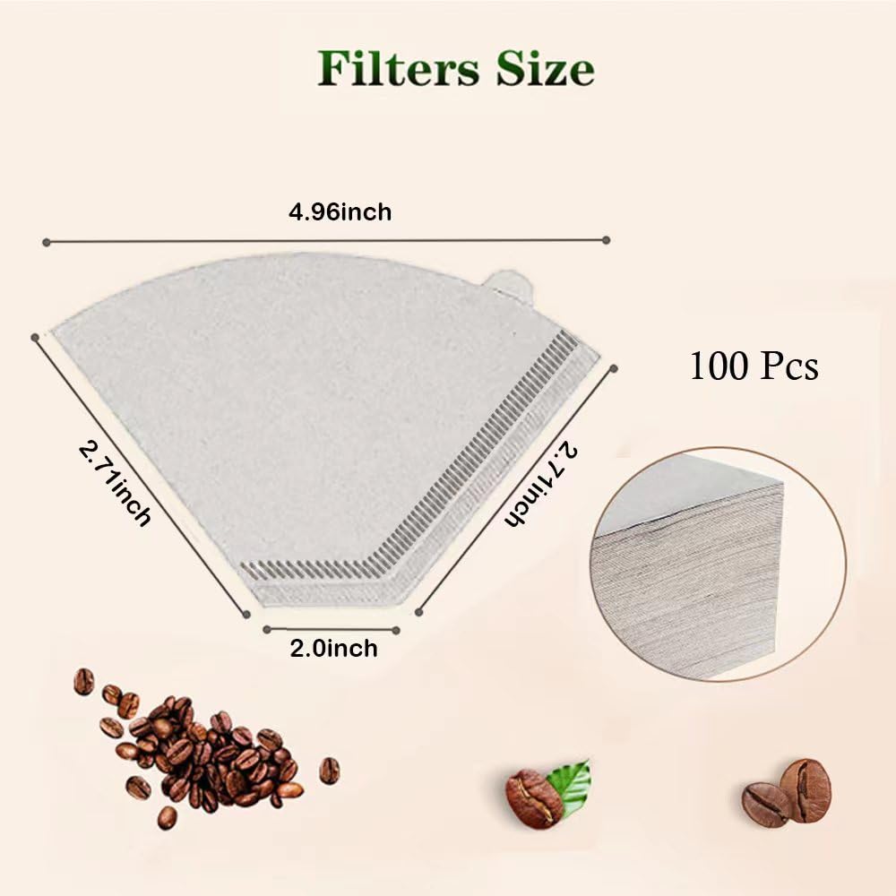 Coffee Filter Disposable Coffee Paper Filters for Ninja Coffee Maker, 100 Pcs #2 Cone Replacement Filter for Ninja Dual Brew Coffee Maker Coffee Filter Natural Unbleached Coffee Filters (White)