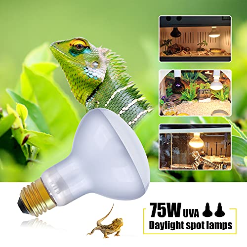 Infrared Heat lamp Basking Spot Light Bulb,LEDESIGN 75 Watt White Heat Lamp Bulbs for Reptiles and Amphibian Use, 2 Packs (White)