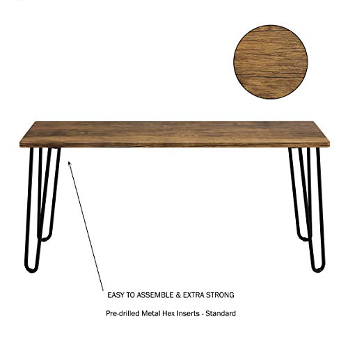 Lavish Home Coffee Table with Hairpin Legs, (L) 41.25β x (W) 19.5β x (H) 17.75β, Brown