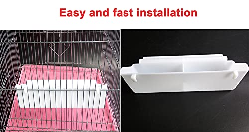 Lucky Interests 4pcs Bird Feeder, Pet Bird Food Double Plastic Seed Water Feeder Dispenser Standing Frame Plastic Food Feeder Cup for Parrots Cockatiel Pigeon Sparrow Bird Cage Bowl with 4 Bird Spoons