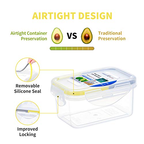 [4 PACK]6.1OZ Small Plastic Food Storage Container Set Portion Control Mini Bento Box Leaf-proof To-go Container with Lids