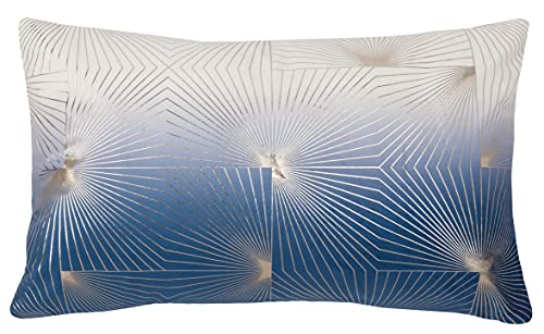 Safavieh Home Collection Loran Art Deco 12 x 20-inch Navy/Grey Decorative Accent Pillow PLS7145B-1220, 12"x22"