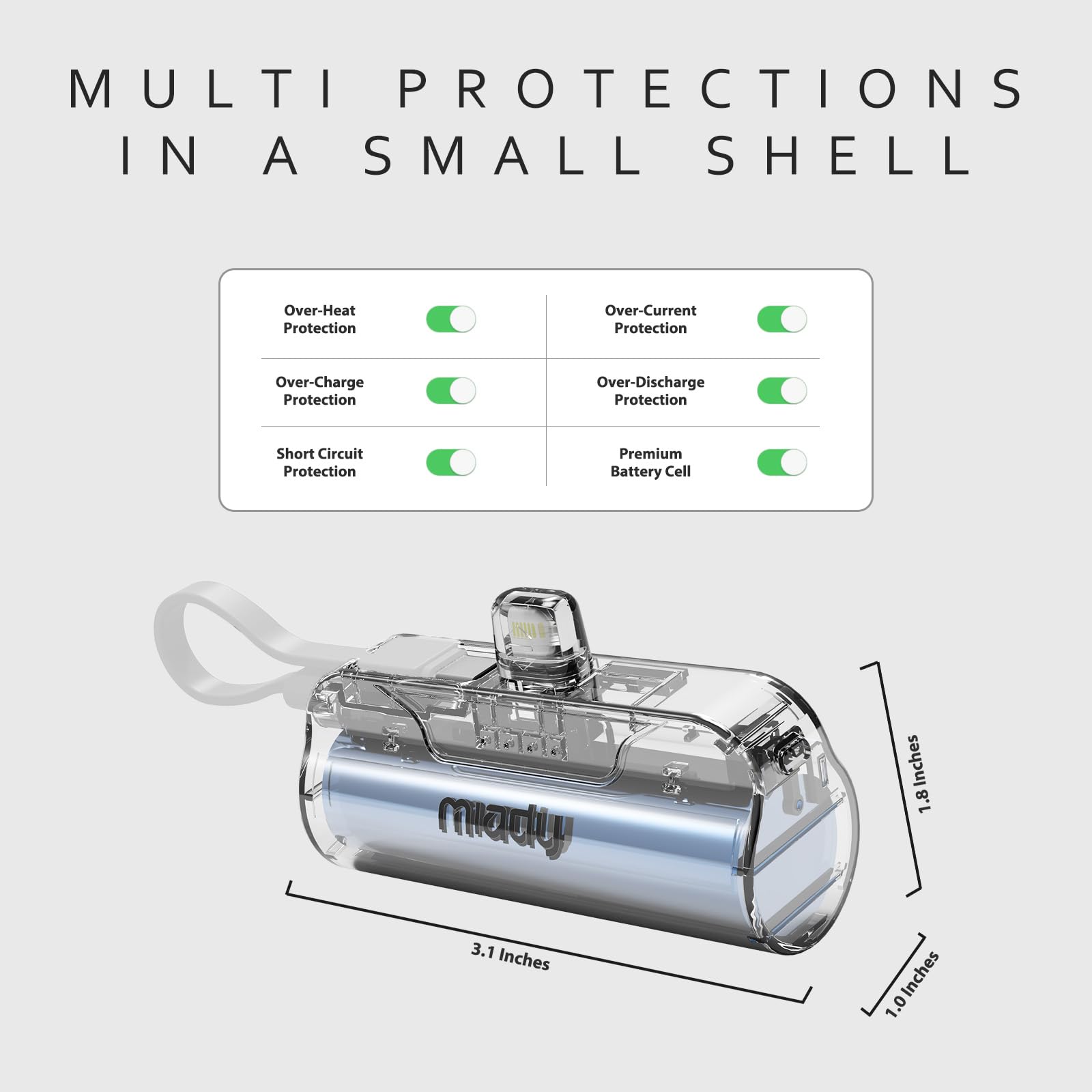 Miady 5000mAh Mini Portable Charger for iPhones, MFI-Certified Portable Phone Charger, Backup Battery Pack Charger Compatible with iPhone 14/13/12/11/X/XS/XR/8/7/6/5 Series (Silver)