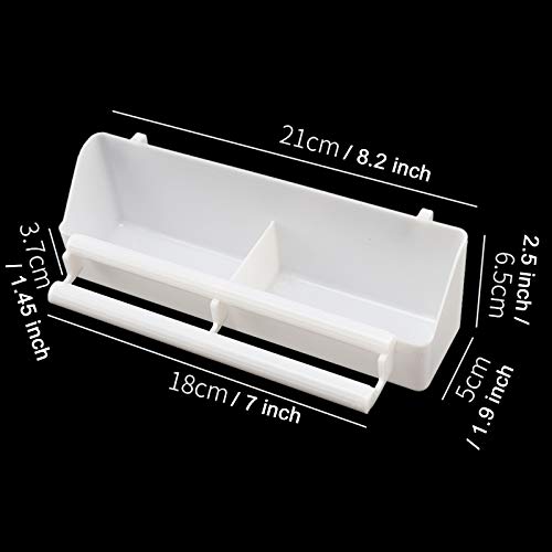 Lucky Interests 4pcs Bird Feeder, Pet Bird Food Double Plastic Seed Water Feeder Dispenser Standing Frame Plastic Food Feeder Cup for Parrots Cockatiel Pigeon Sparrow Bird Cage Bowl with 4 Bird Spoons