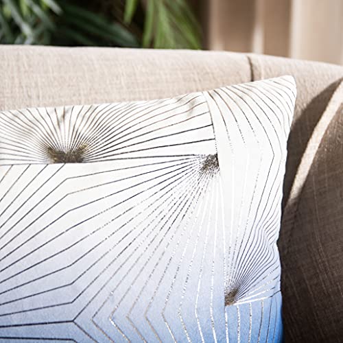 Safavieh Home Collection Loran Art Deco 12 x 20-inch Navy/Grey Decorative Accent Pillow PLS7145B-1220, 12"x22"