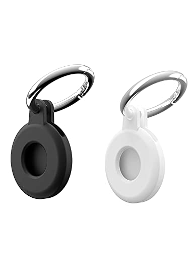 Zcooooool 2pcs Thickened Airtag Case Silicone Protector Cover Skin for Apple Airtags Washable Airtag Holder , Airtag Keychain , Airtag Keyring