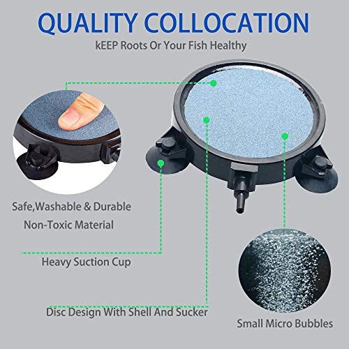 PIVBY 4.2-Inch Air Stone Disc Bubble Diffuser with Suction Cups for Oxygenation in Fresh/Saltwater Tanks, Ponds, Hydroponic, Aquaponics, and as a Decorative Airstone for Aquariums (8 PCS)