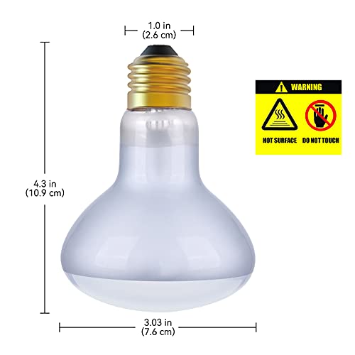 Infrared Heat lamp Basking Spot Light Bulb,LEDESIGN 75 Watt White Heat Lamp Bulbs for Reptiles and Amphibian Use, 2 Packs (White)
