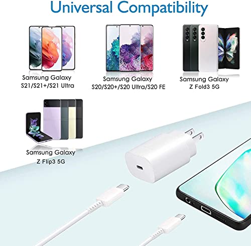 Samsung S23 Super Fast Charger,25 Watt PD USB C Type C Charger for Samsung Galaxy S22/S22 Plus/S22 Ultra 5G/A14/Z Flip 3/S21/S21 Plus/S21 Ultra 5G/S20/S20 Plus/S20 Ultra,with 5-ft USB C to USB C Cable