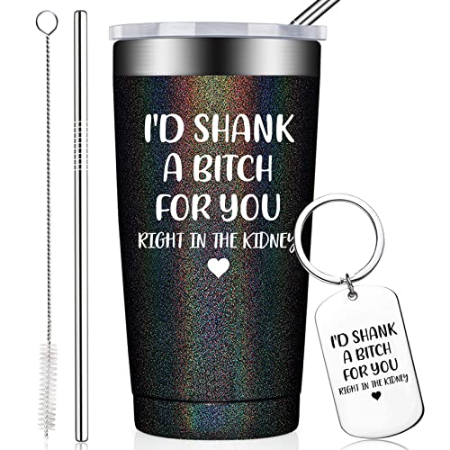 BIRGILT Best Friend Gift for Women - Funny Friendship Birthday Gifts for Friends Female, Bestie, BFF - Sister Gifts from Sister - 20oz Vacuum Insulated Wine Tumbler with Keychain
