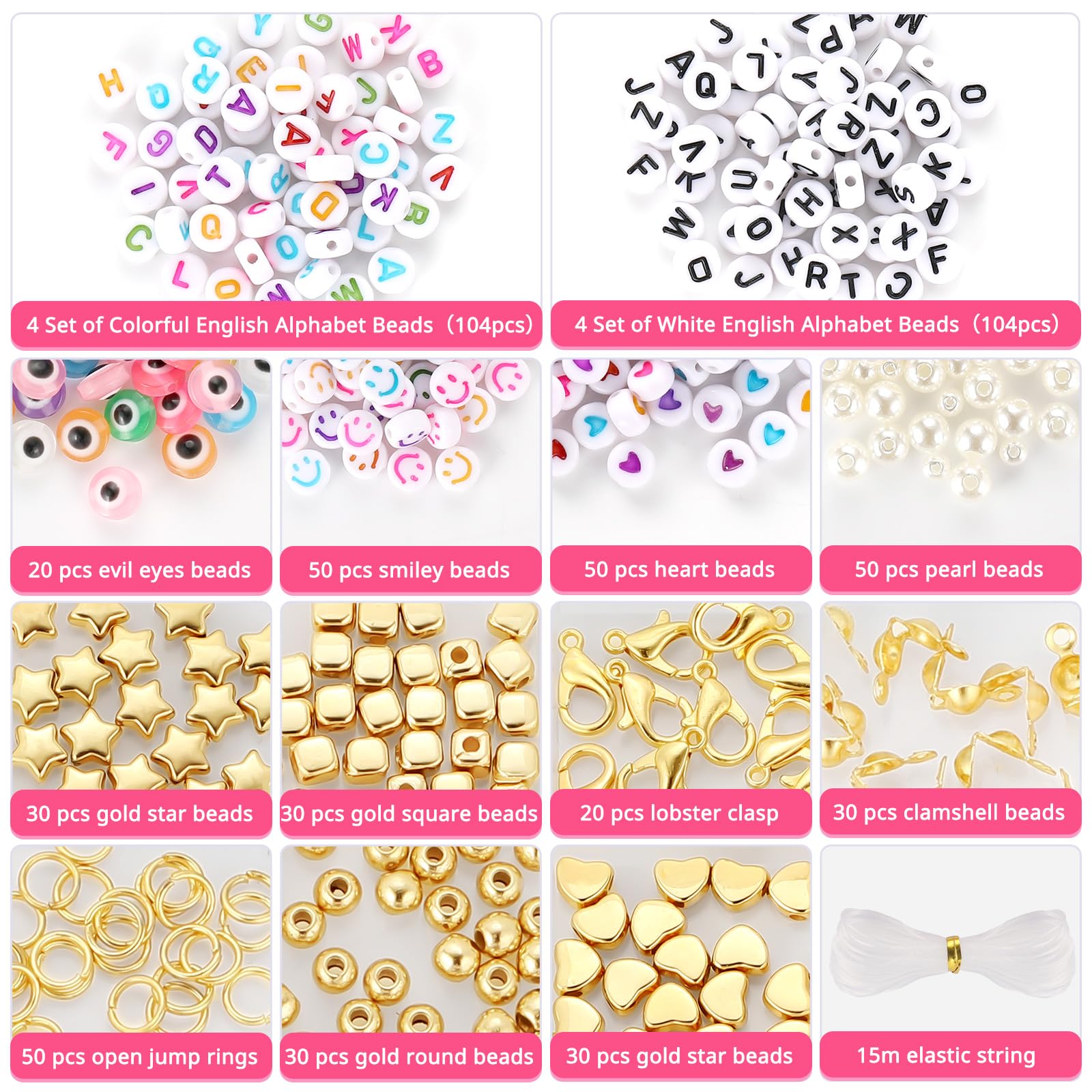 Funtopia 3mm 21600pcs Seed Beads for Jewelry Making, 60 Colors Small Glass Beads for Bracelets, Friendship Bracelet Kit with Alphabet Letter Beads, Evil Eye Beads for DIY, Art and Craft