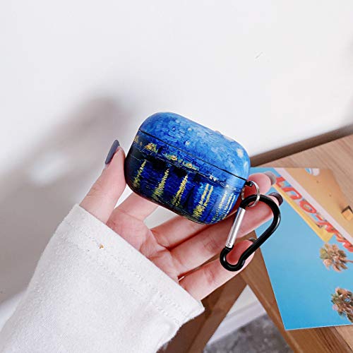 Clouds Compatible AirPods Pro (First Generation) TPU Case Cover with Keychain, Cute Soft Protective AirPods Accessories Shockproof -The Starry Night Over The Rhone Van Gogh