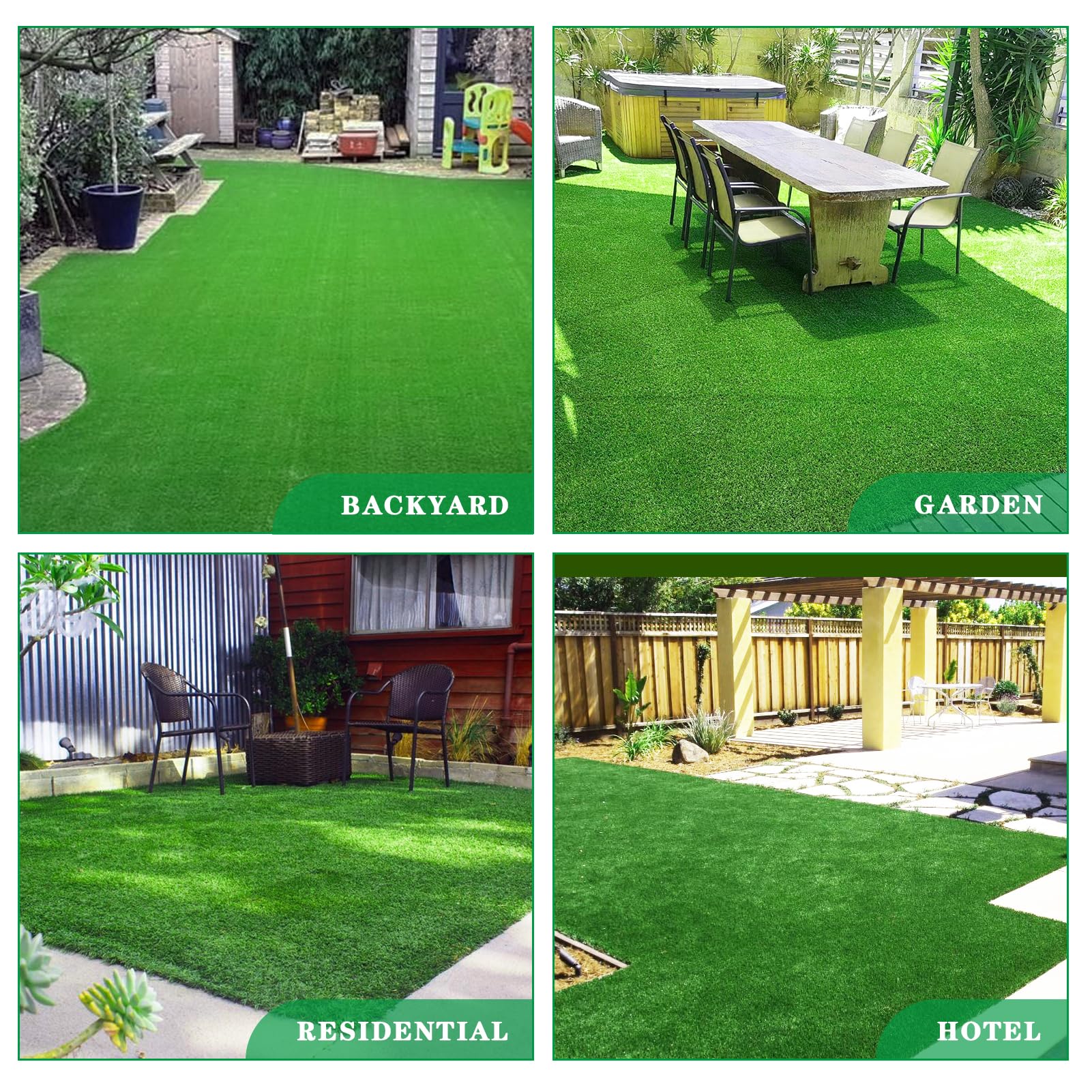 CJNLON 12"x12" Artificial Grass Tiles, 9 Packs Self-draining Fake Grass Turf Tiles Set for Flooring Decor, Dog Pads Indoor Outdoor 1.57'' in Pile Height