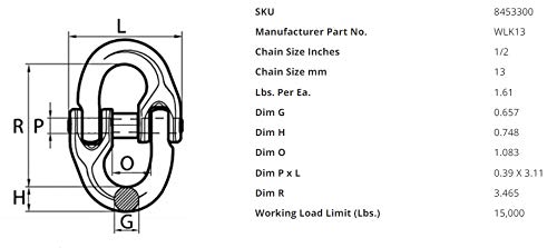 2 Pack 1/2 inch V10 Alloy Hammerlock Coupler Safety Chain Hitch Fix 15,000lb WLL (Blue)