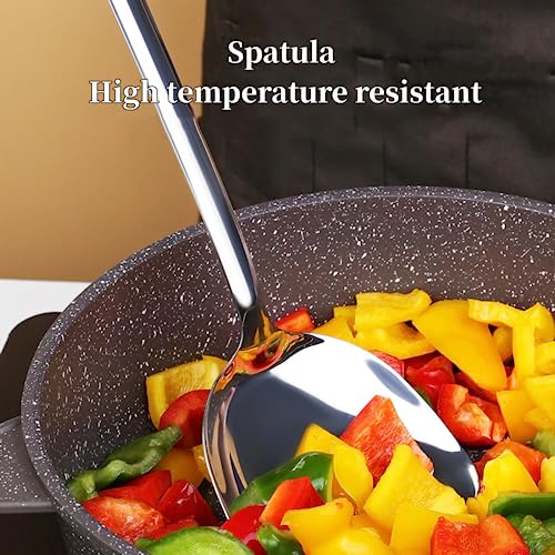 Niulife Kitchen Utensils Set, 4pcs Large Heat Resistant Cooking Utensil Spatula, Green Stainless Steel Nonstick Gadgets Tools, Dishwasher Safe Spatulas Spoon for, Home, Essentials