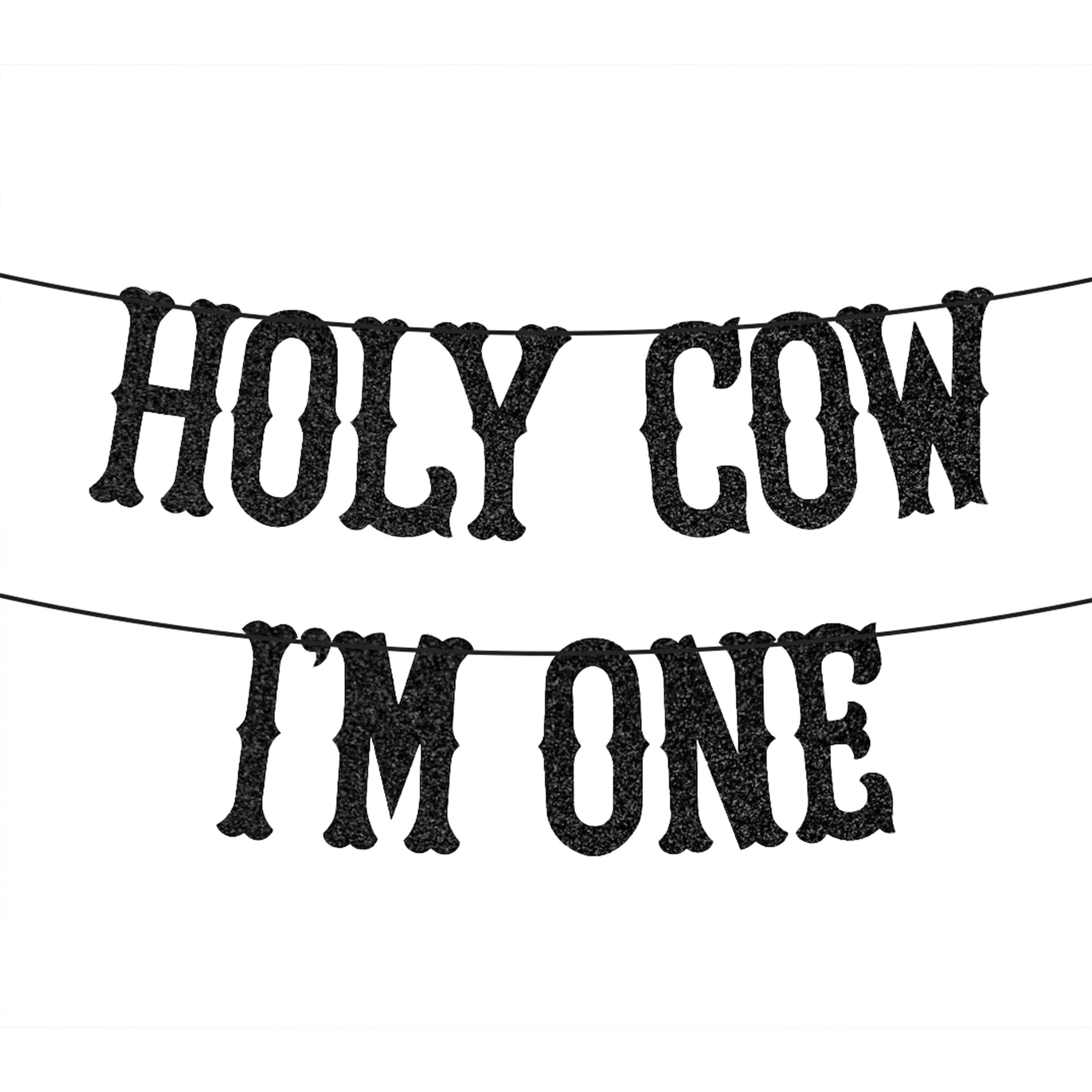 Holy Cow I'm One Banner Farm Themed 1st Birthday Party Decoration for Western Cowboy and Cowgirl First Rodeo Birthday Decorations