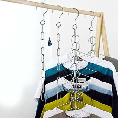 6Pcs Saving Space Clothes Hanger Chains Stainless Steel Clothes Hanger Organizer Wardrobe Space Saver Hanger Multi-Layer Hangers Chains College Dorm Room Essentials Hangers