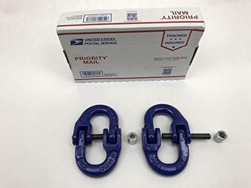 2 Pack 1/2 inch V10 Alloy Hammerlock Coupler Safety Chain Hitch Fix 15,000lb WLL (Blue)
