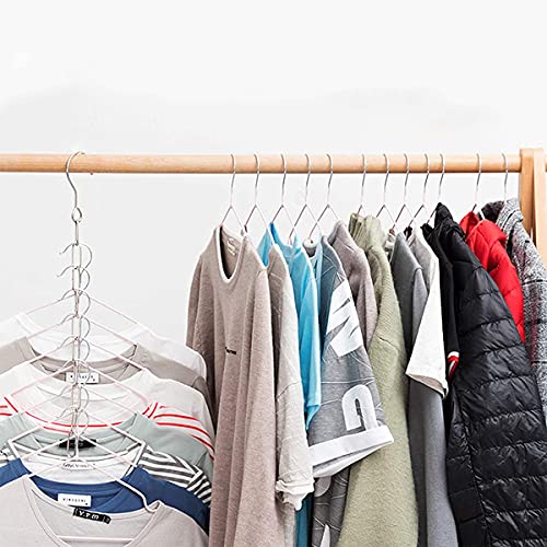 6Pcs Saving Space Clothes Hanger Chains Stainless Steel Clothes Hanger Organizer Wardrobe Space Saver Hanger Multi-Layer Hangers Chains College Dorm Room Essentials Hangers