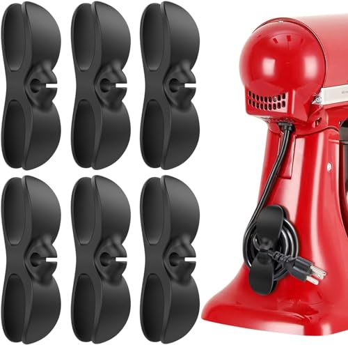 Cord Organizer for Kitchen Appliances, 6-Pack Cord Winder Wrappers Holders, Appliance Cord Organizers, Stick-on Cord Wrapper for Cables, Adhesive Cord Keeper for Stand Mixer, Blender, Coffee Makers