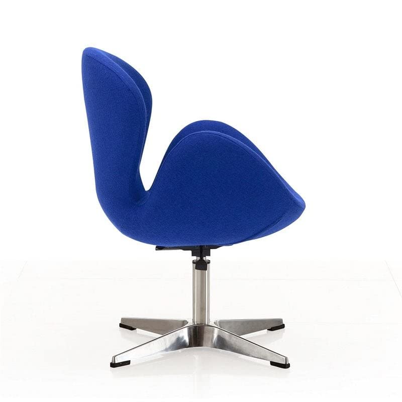 column M Raspberry Mid Century Modern Living Room Round Seat Leather Accent Chair, 22", Set of 2, Blue