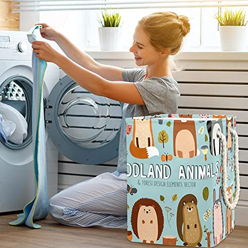 Laundry Basket Foldable Laundry Hamper With Handles Detachable Storage Bin, Bathroom Organizer, Children Toy Bins Cute Animals