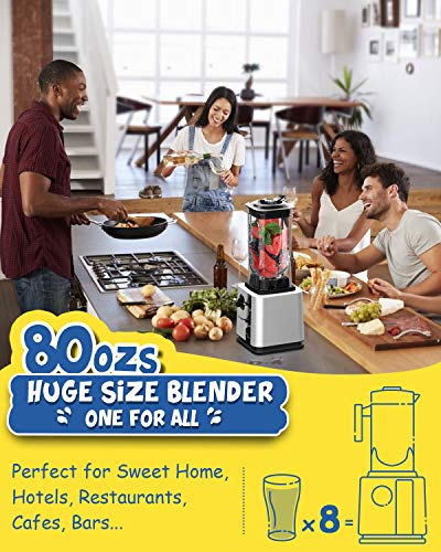CRANDDI Professional Commercial Blender 1800W, 80oz BPA-Free jar, High-Speed blenders for Shakes and Smoothies, Variable Speed, Self-Cleaning, K95-S
