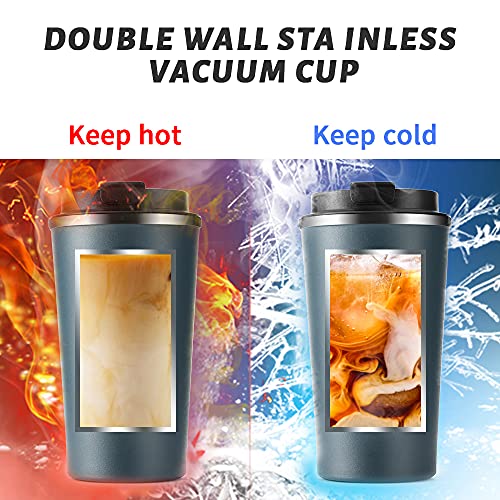 MUCR Vacuum Travel Mug 18oz, Double Wall Stainless Steel Insulated Coffee Cups with Snap Lid, Vacuum Cup for Coffee,Tea and Soda, Blue