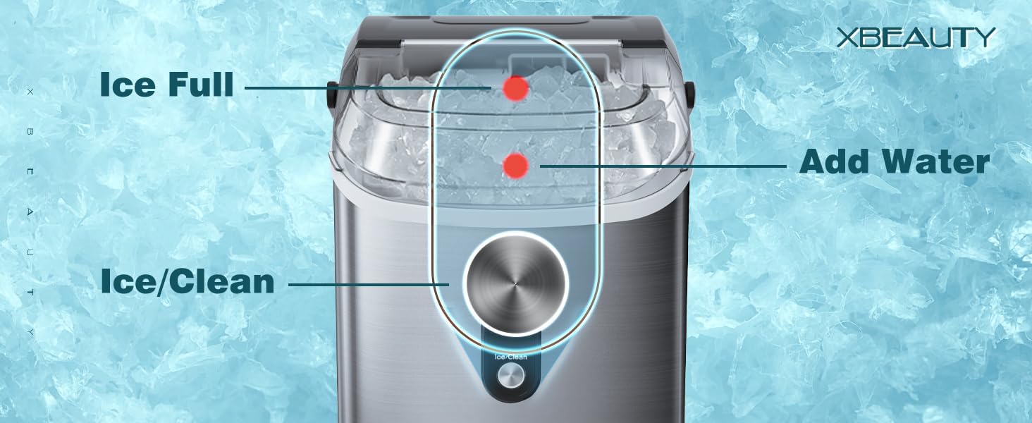 Xbeauty Nugget Ice Maker-Nugget Ice Maker Countertop Up to 35lbs of Ice a Day with Self-Cleaning,Removable Ice Basket&Scoop for Home/Kitchen/Office/Party