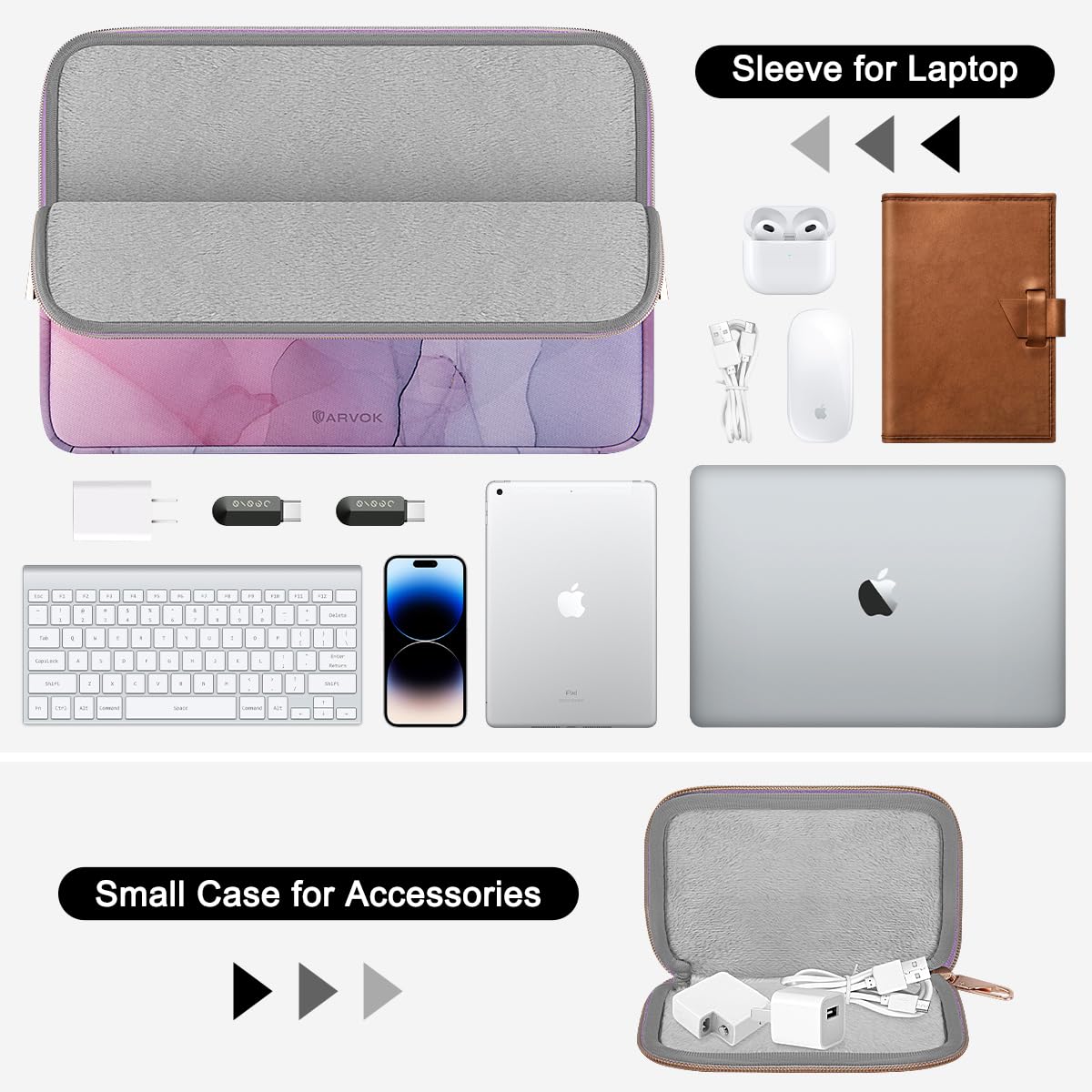 ARVOK 15 15.6 16 inch Laptop Sleeve for MacBook Pro 15 inch/MacBook Pro 16 inch Water-Resistant Laptop Case Notebook Computer/Tablet Pouch Cover for HP/Dell/Lenovo/Asus/Acer/Samsung with Extra Bag