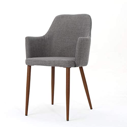 Christopher Knight Home 301730 Raina Mid-Century Modern Fabric Dining Chairs, 2-Pcs Set, Light Grey/Dark Brown & Zeila Mid-Century Modern Fabric Dining Chair, 2-Pcs Set, Light Grey/Dark Brown