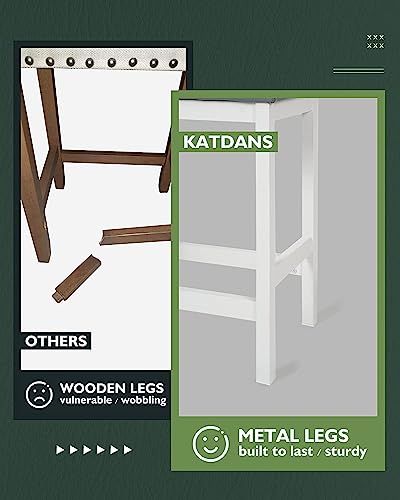 KATDANS Bar Stools Set of 2, 24" Counter Height Saddle Bar Stools, Upholstered PU Leather Bar Stools for Kitchen Island, Mid Century Modern Backless Barstools with Metal Base, KS861P-Cream, 2Pcs