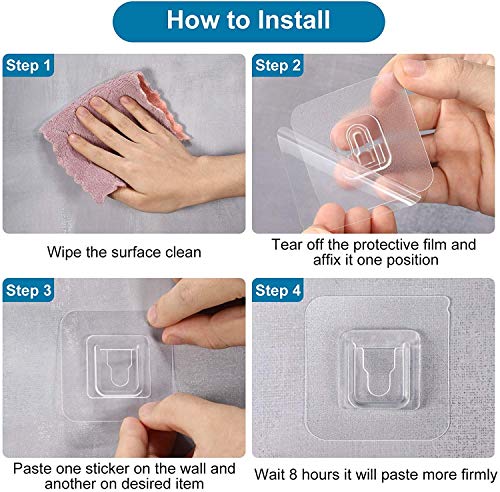 Pufai Smart Hook Double Sided Adhesive Bathroom Kitchen Office Hanger Transparent Hanger Waterproof 5 Set 10 Pieces
