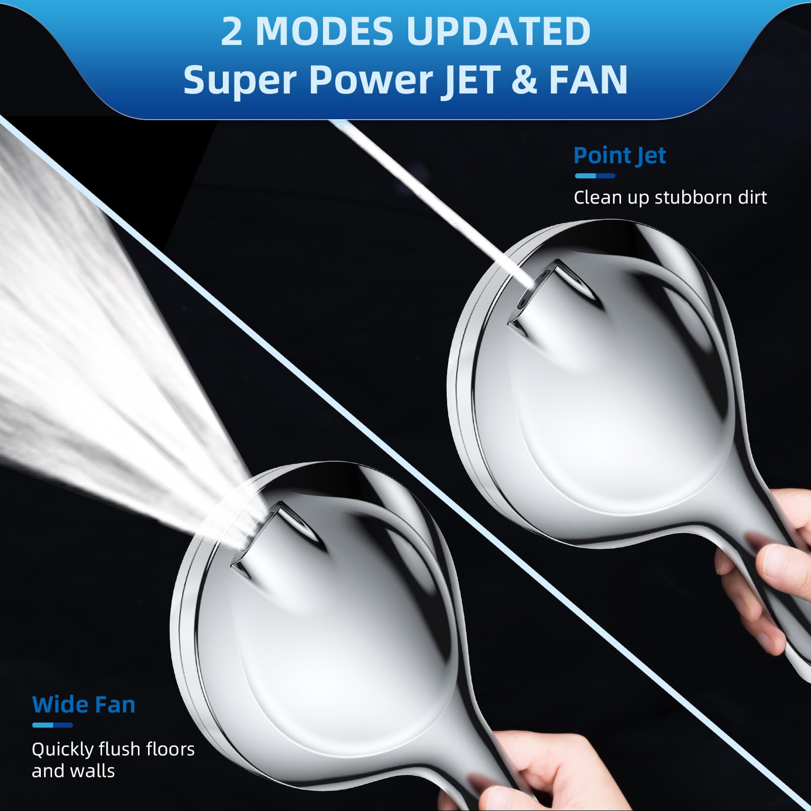 Sosirolo High Pressure Shower Head with Handheld, 10-mode Filtered Detachable 5" Large Showerhead with Hard Water Filter for Bathroom, Anti-clog Shower heads with SS Hose, SO-24, Chrome