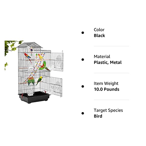 39-inch Roof Top Large Flight Parrot Bird Cage Accessories Medium Roof Top Large Flight cage Parakeet cage for Small Cockatiel Canary Parakeet Sun Parakeet Pet Toy